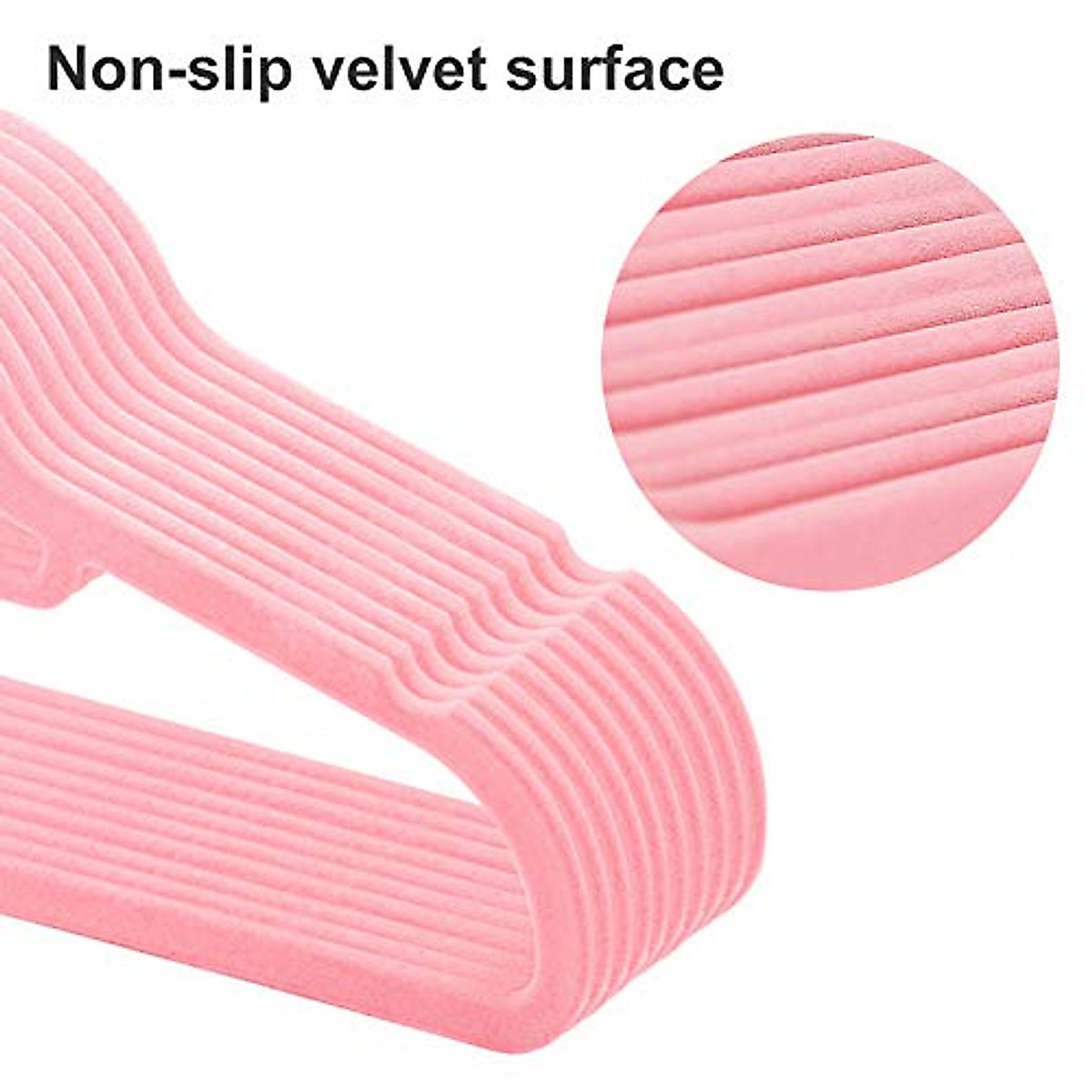 BBFISH Premium Velvet Hangers Home Non-Slip Clothes Hanger 50 Pack Ultra Thin Space Saving with 360° Swivel Rose Gold Hook Strong and Durable Coat Hangers (Pink)