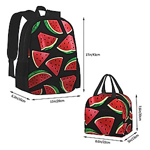 xubrextas 2pcs Backpack Set For Boys, Watermelon Backpacks And Lunch Box For Girl Elementary Bags Teens Bookbags