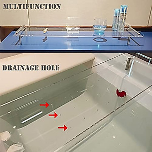 Acrylic Tub Caddy, Bathtub Tray Caddy, Tub Shelf with Handle and Adjustable Pillars, Tub Accessories for Bath,32.3" Lx7.9 Wx1.2 H,Clear