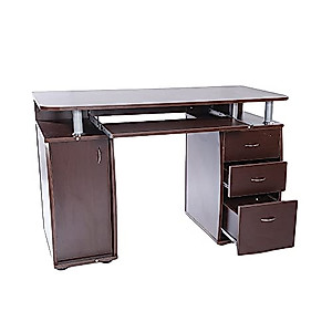 MJWDP Three Colors 15mm MDF Portable 1pc Door with 3pcs Drawers Office Table Computer Table PC Desk (115 x 55 x 74) cm (Color : Black)