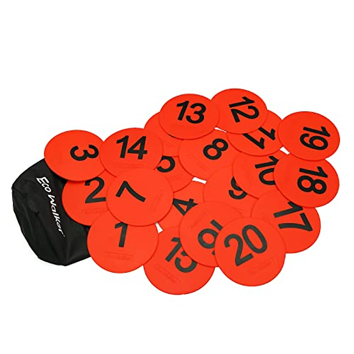 Eco Walker 4inch Mini Floor Spot Markers for Classroom Preschool and Kindergarten (Set of 20pcs) (Red number 1-20)