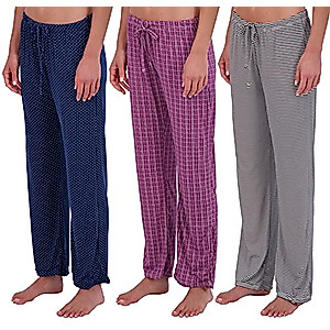 3 Pack: Womens Plus Size Pajama Pants Yummy Soft Knit Pajamas for Women Pant Bottoms Clothes Sexy Pijamas de mujer Sets PJs Fuzzy Silk Sleepwear Lounge Comfy Night Plaid Pink PJ Just My - Set 3, 1X