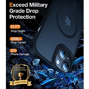 TORRAS 𝗡𝗘𝗪 Magnetic for iPhone 14 Case & iPhone 13 Case, 10FT Military Grade Drop Tested, Compatible with MagSafe, Slim Protective Translucent Matte iPhone 14 & iPhone 13 Phone Case, Black