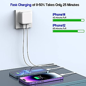 10FT iPhone Charger Fast Charging,40W USB C Fast Charger iPhone[Apple MFI Certified]2Pack 10foot TypeC to Lightning Cable Dual Port Apple Fast Charger Power Adapter for iPhone14/13/12/11/XS/XR/SE/iPad