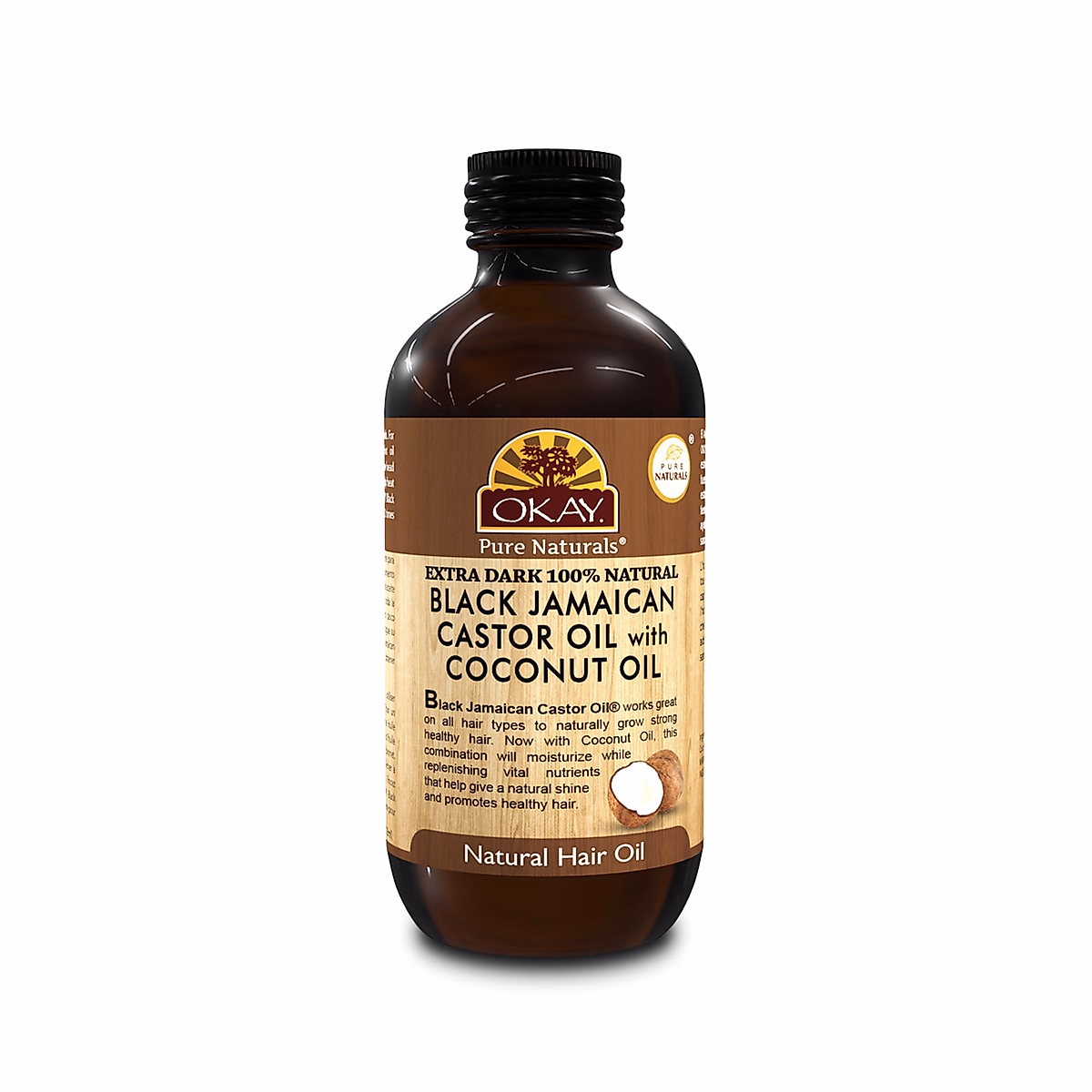 OKAY | Extra Dark 100% Natural Black Jamaican Castor Oil with Coconut Oil | For All Hair Textures & Skin Types | Grow Strong Healthy Hair - Moisturize & Revitalize Skin | 4 Oz