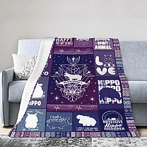 Homieblanket Hippo Blanket for Boys Girls, Cute Hippo Themed Design Printed Throw Blankets for Kids Lap, Chair Sofa, Warm Soft Cozy Blanket, 40"x 50"