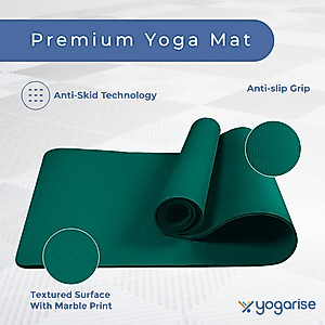Yogarise Yoga mat for Men and Women, Premium Exercise Mat for Home Workout, Anti Slip Yoga Mat Workout, Gym Mat for Workout at Home with Bag and Strap (Bottle Green, 4mm)