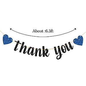 WeBenison Thank You Banner for Wedding/Engagement Theme/Baby Shower/Bridal Shower/Thanksgiving Day Celebration Party Decoration Supplies Black Glitter