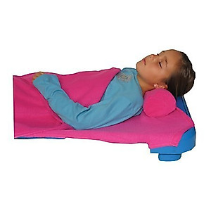 ROLLEE POLLEE Nap Sac Roll Up Napping Blanket with Attached Pillow for Preschool/Daycare, Super Soft with Elastic Straps, Fits Most Mats and Cots (Royal Blue)