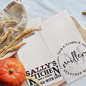 Naive Argo Personalized Kitchen Décor Tea Towel | Flour Sack Towels | Housewarming Grandma Customize Monogram Hanging Home Décor | Custom Dish Clothes | Initial Family Name | C03D02