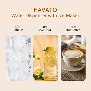Water Dispenser with ice Maker, Built-in ice Maker with Filtration-Ice&Hot&Cold Water, Water Dispenser with ice Maker for 3 or 5-Gallon Bottle