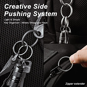 TISUR Titanium Key Rings for Keychain, Side-Pushing key chain rings Split keyring heavy duty Keychain Rings for unisex-adult, bulk 3 Size Choices, Grey