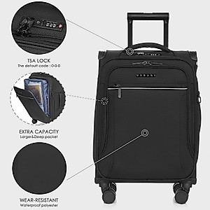 Verage Toledo Carry On Luggage Softside Expandable Suitcase with Spinner Wheel (20-Inch, Black)