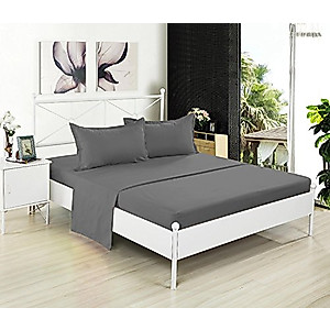 100% Cotton 200 TC 3 PC Twin XL Sheet Set Soft and Comfy - Twin Extra Long, 15" Deep Pocket, 39" x 80" Great for Dorm Room, Hospital and Split King Dual Adjustable Beds (Grey, Twin XL)