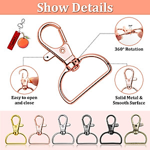 Paxcoo Keychain Bulk with Key Chain Swivel Hook D Rings and Slide Buckles for Handbag Purse Hardware Craft (1 Inch)