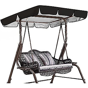 Swing Canopy Replacement Swing Cover Waterproof Swing Chair Awning Outdoor Swing Cover Waterproof UV for Garden Terrace Seat Hammock 22.6.21 (Color : Black, Size : Top 195 x 125 x 15cm)