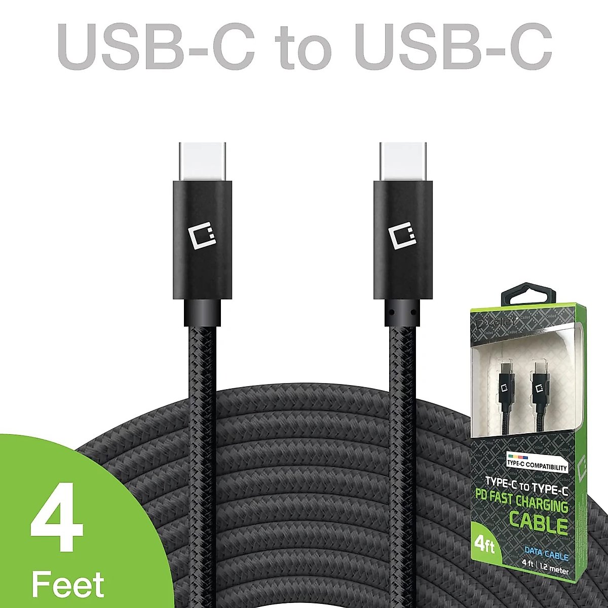 Dual USB-C/PD 60W Fast Charging Cord Compatible with Oppo Reno2 Plus 5Gbps Data Transfer for Power Delivery Hi Capacity Charging (Black)