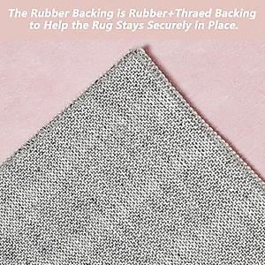 Capslpad Area Rugs 5x7, Boho Rugs for Living Room, Washable Rugs, Low Pile Soft Non-Shedding, Pink Botanical Print Rug for Bedroom, Office, Classroom, Nursery, Dining Room