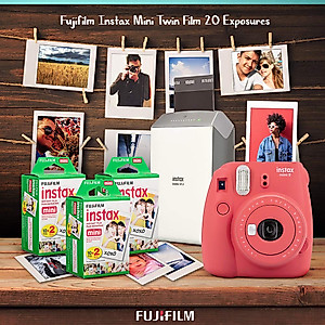 FUJIFILM Instax Mini 11 (Sky Blue) 168 Piece Accessory Bundle w/FUJIFILM INSTAX Mini Instant Film (40 Exposures) Camera Case w/Strap, Selfie Lens, Album, Stickers, Frames & More