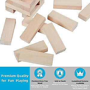 SpeedArmis Mini Tumble Tower, 54PCS Wooden Stacking Game for Teens - Pine Stack Timber Board Games with 4 Dice Set - Classic ‌Xmas Gifts for Kids
