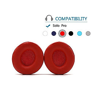 Adhiper Replacement Earpads Solo pro Replacement Ear Pads Ear Cushion is Compatible with Solo pro Headphones (Red)