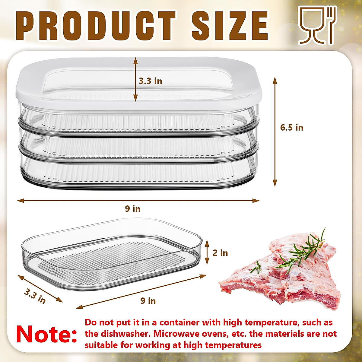 Tioncy 2 Pcs Deli Meat Container Fridge Bacon Container for Refrigerator Stackable Food Storage Boxes with Lid for Deli, Lunch Meat, Cheese and Meal