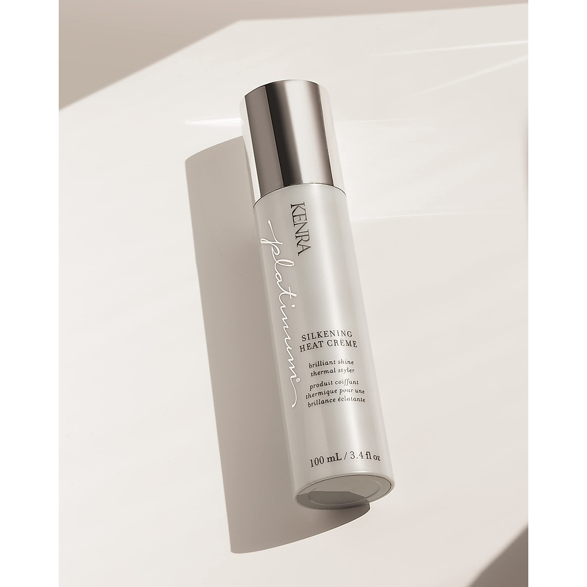 Kenra Platinum Silkening Heat Crème | Brilliant Shine Thermal Styler | Reduces Hot Tool Passes by 50% | Prevents Breakage & Improve Manageability | Heat Protectant | All Hair Types | 3.4 fl. Oz