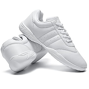 HIKLDK Womens Cheer Shoes Girls White Cheerleading Shoes Dance Youth Fashion Sports Shoes Training Athletic Comfortable Ventilation Fabric Shoes Flats Cheer Sneakers Walking Shoes