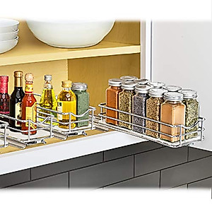 LYNK PROFESSIONAL® Pull Out Spice Rack Organizer for Cabinet - Lifetime Limited Warranty - Slide Out Rack - 4-1/4 inch Wide Sliding Spice Organizer Shelf - Chrome