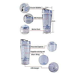 xinghaikuajing Protein Powder Automatic Blender Powder Electric Shaker Cup USB Recharging Mixer 16OZ PurpleUSBchargingmodel-colorfullights