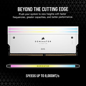 CORSAIR DOMINATOR TITANIUM RGB DDR5 RAM 32GB (2x16GB) DDR5 6000MHz CL30 Intel XMP iCUE Compatible Computer Memory - White (CMP32GX5M2B6000C30W)