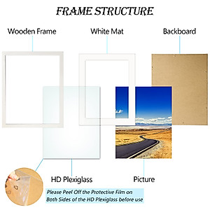 12x16 Picture Frame Wood Diamond Painting Frame 30x40cm Display 10x14 in / 25x35cm with Mat or 12 x 16 in / 30cm x 40cm Without Mat Diamond Art Frame Poster Photo Gallery Wall Frame - Set of 2 White