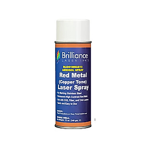 Brilliance Laser Inks 12 Oz Laser Marking Spray - Copper Tone Red, Permanent High Contrast Metal Engraving Aerosol for Fiber, YAG, Diode, and CO2 Laser Engraver Machine, BLI201