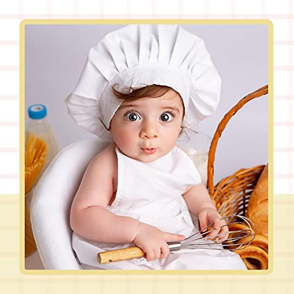 WinDoo Newborn Baby Photography Prop Baby Chef Outfits Chef hat Apron Set Infant Baby chef costume, White, For 7-18 months
