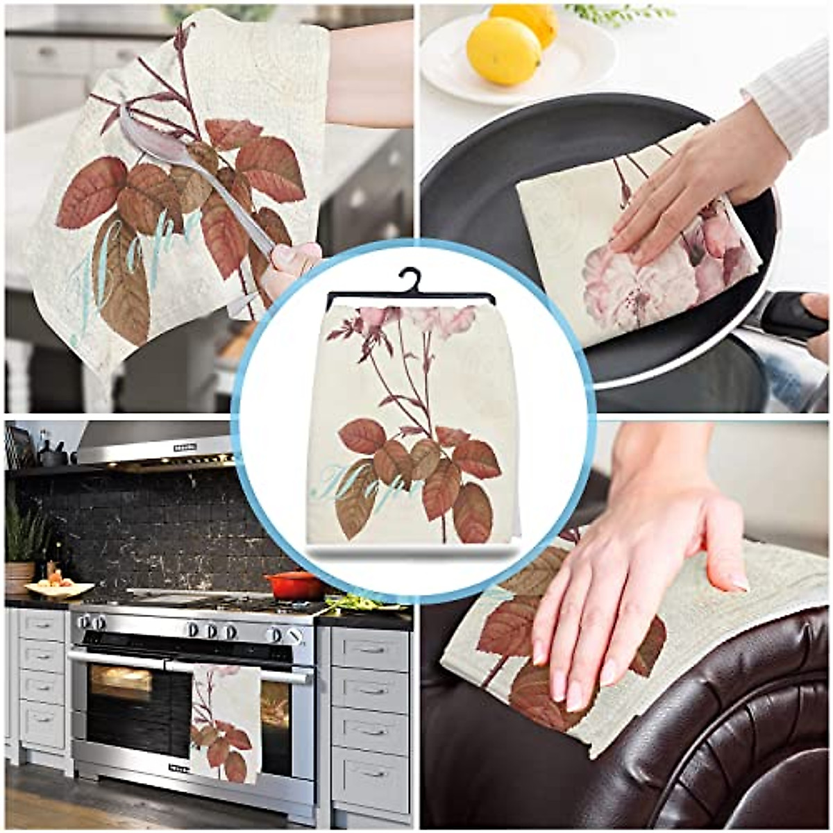 Big buy store Kitchen Towels Set of 2 Floral with Leaves Dish Towels and Dishcloths Sets Decorative Tea Towel Rustic Butterfly Absorbent Hand Towels for Kitchen Drying Bathroom Decor Gift 18x28 Inch