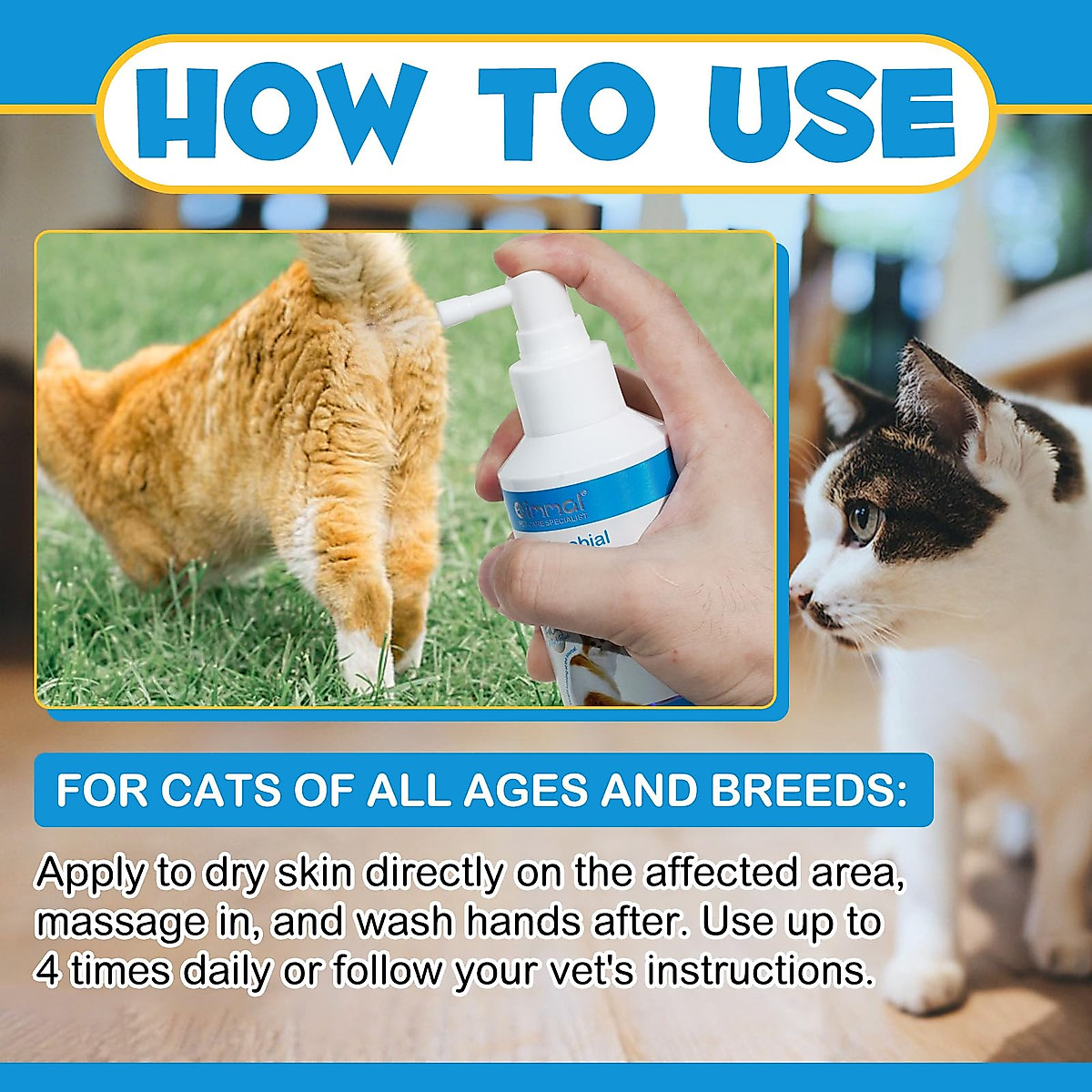 Anal Gland Spray for Cats, Cat Anal Gland Spray with Aloe Vera & Chamomile Eliminates Tough Odors, Supports Pain Relief & Soothes Itching - Pet Supplies Anal Gland Support Spray for Cats - 4.4 Fl Oz