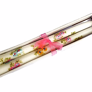 Decorative Hand Painted Pastel Easter Egg and Flowers Taper Candles Spring Decorations for the Home Table Decor