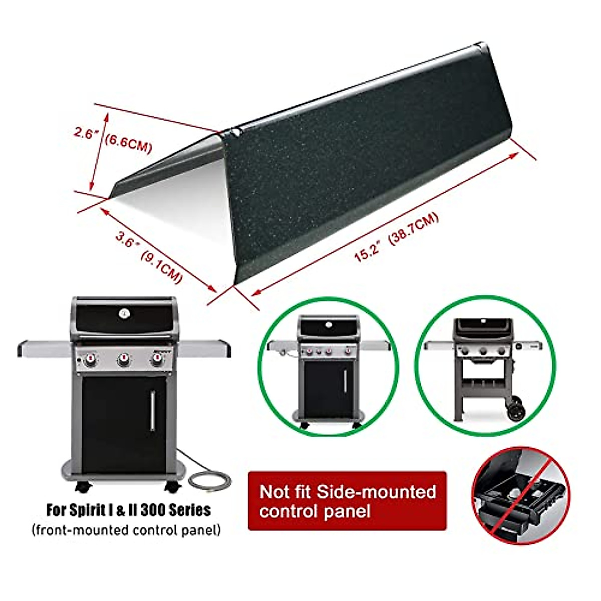 Hisencn 7635 15.3 inch Flavor Bars Porcelain-Enameled Flavorizer Bars, Heat Plate Replacement for Weber Spirit I & II 200 Series, Spirit E210, S210, E220, S220 with Front Control Knobs