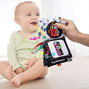 teytoy 12 Packs Soft Baby Books,Black and White High Contrast Baby Toys Gifts, Crinkle Cloth Books for Newborn Infant Babies 0 3 6 9 12 Months, Early Education Learning Bath Book Sensory Toy