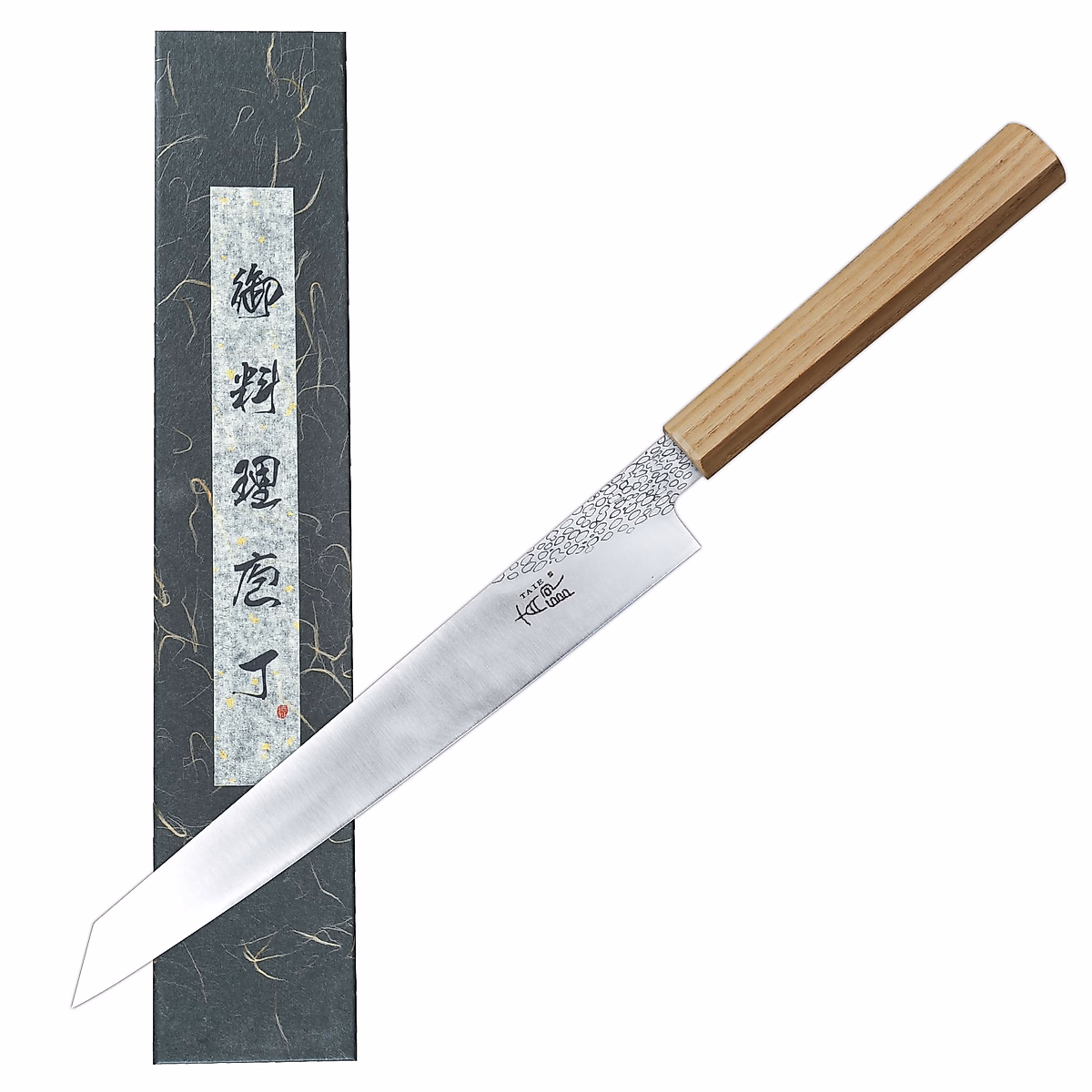 TAIE Kitchen Carving Knife 9.5 Inch Japanese Sujihiki Knife High Carbon Powder Forge Stainless Steel 905 Blade With 62 HRC Ash Wood Handle Light Weight Comfortable Grip 240mm
