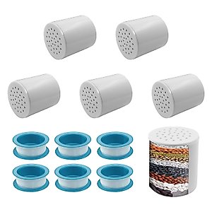 Unlorspy 6Pcs 20-Stage Shower Filter Cartridge with 6 Pcs Tapes,High Output Universal Shower Water Filter for Hard Water to Remove Chlorine & fluoride