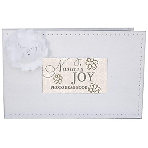 The Grandparent Gift Co. Nana Joy Grandchildren Photo Album, 5x7 Faux Suede with White Flower Accents, Holds 32 4x6 Images, Post Bound, Giftable