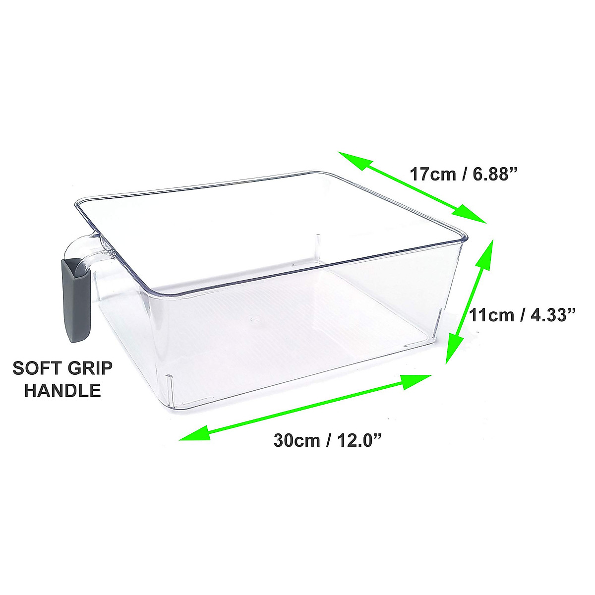 SERENITA Clear food storage bins with handle, refrigerator organizer containers, canister sets for kitchen counter, 12.0x6.9x4.3
