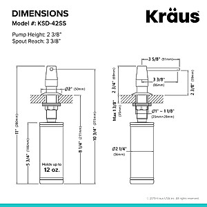 KRAUS Kitchen Soap and Lotion Dispenser in Stainless Steel, KSD-42SS