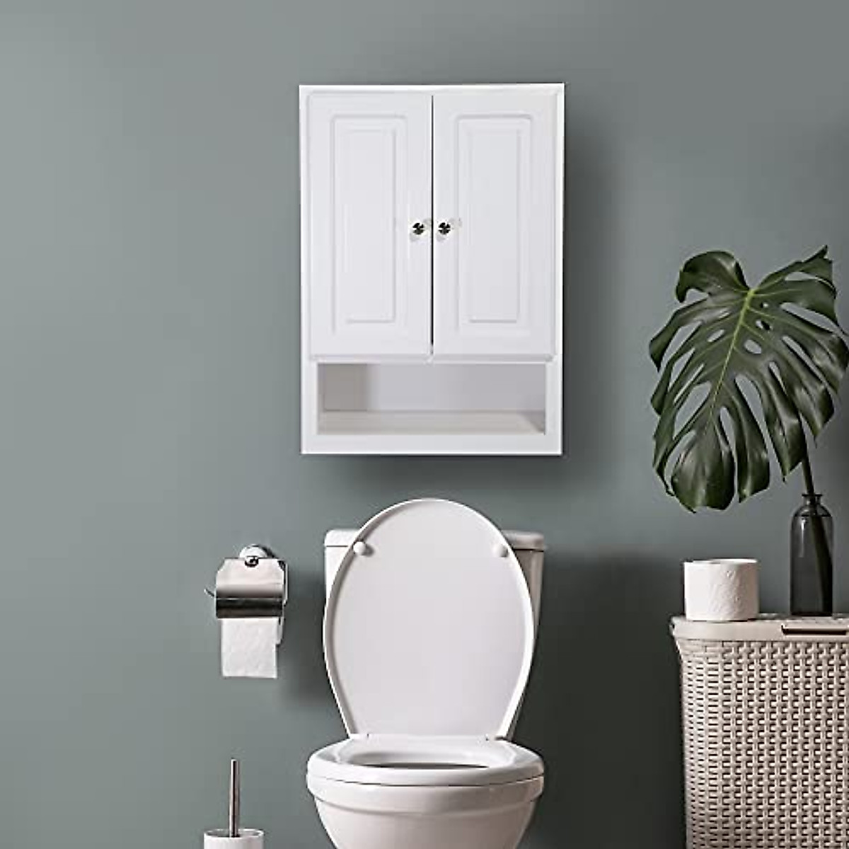 Design House Bathroom Wall Cabinet 2-Door, 1-Shelf, 21 x 30, White