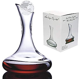 Amlong Crystal Lead-Free Crystal Wine Decanter, Red Wine Carafe, Wine Gift, Wine Accessories 58 oz, with Globe Stopper