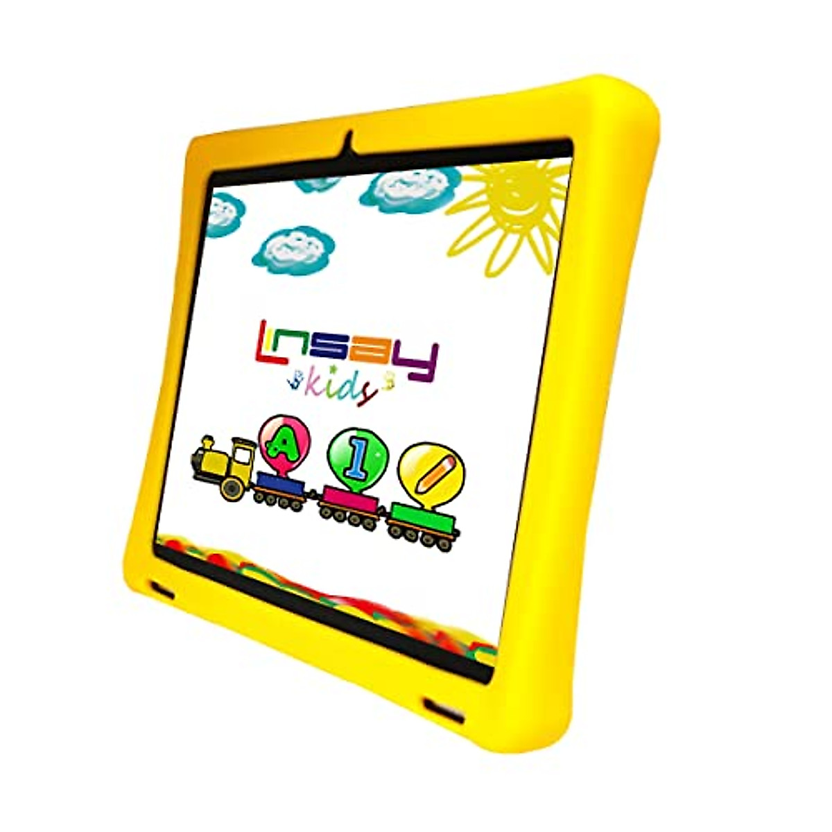 LINSAY 10.1" 1280x800 IPS 2GB RAM 32GB Android 11 Tablet with Kids Yellow Defender Case, Pop Holder and Pen Stylus