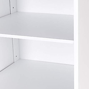 WATERJOY 72'' Tall Cabinet, Standing Tall Storage Cabinet, Wooden White Bathroom Cupboard with Door and 5 Adjustable Shelves, Elegant and Space-Saving