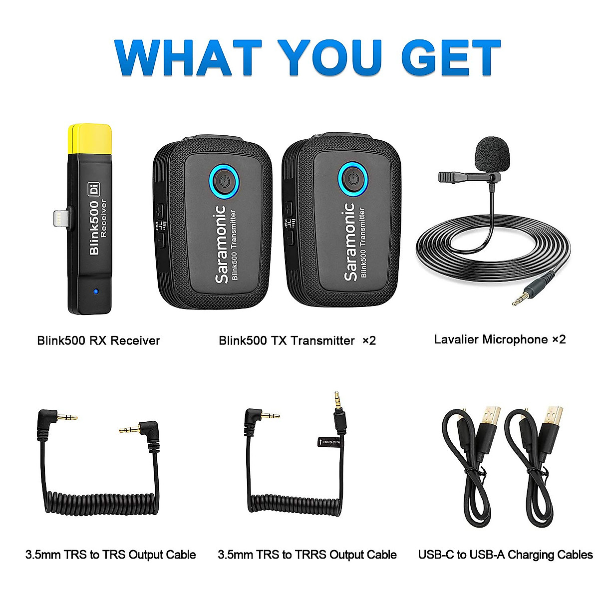Saramonic Microphones Blink 500 B4 (TX+TX+RXDi), Dual-Channel Wireless Lavalier Microphone System for iPhone iOS Devices- Great for Vlogging, Filming, Recording, Live Stream