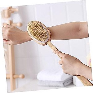 MARMERDO Bath Scrubber for Body Shower Scrub Brush for Body Lotion for Men Back Scrubber Back Scrubber for Bath Body Scrub Brush Exfoliating Brush Bullet Bath Brush Wooden Scraper Man Body
